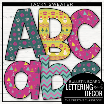 Christmas Sweater Bulletin Board Lettering and Borders - The Creative ...